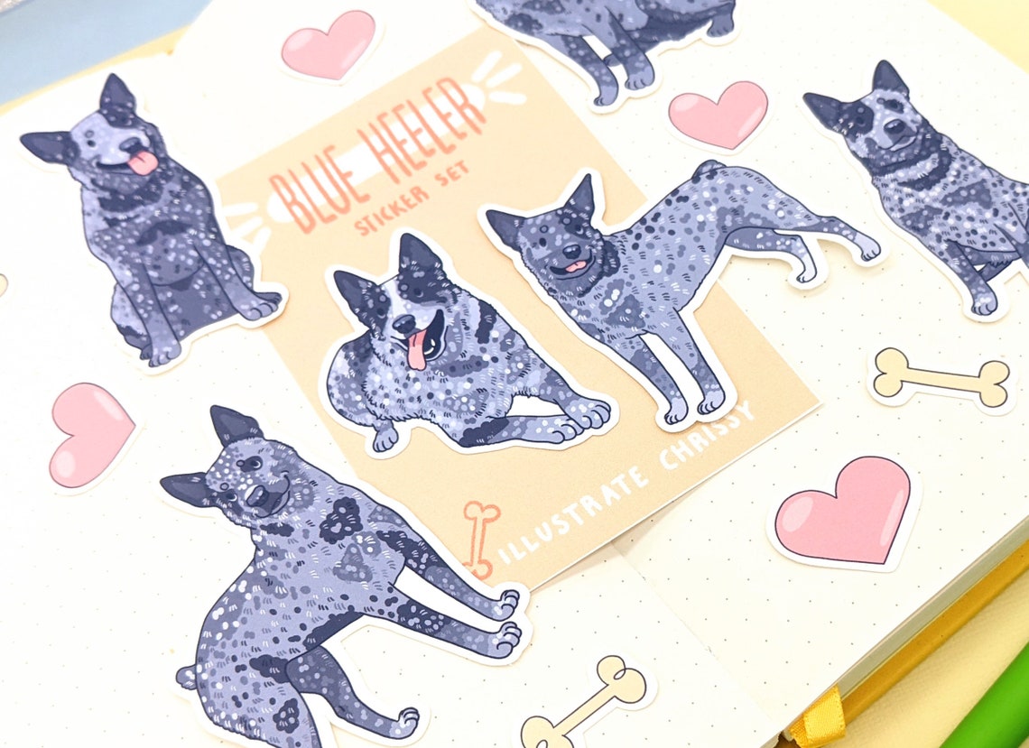Dark Blue Heeler Stickers Docked Tail Australian Cattle - Etsy