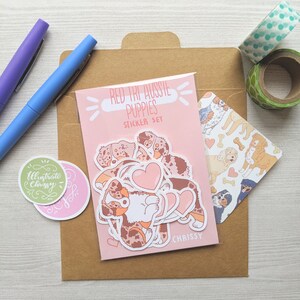 Cute Stickers - Puppy Stickers - Aussie Puppy Sticker Set - Red Merle ...