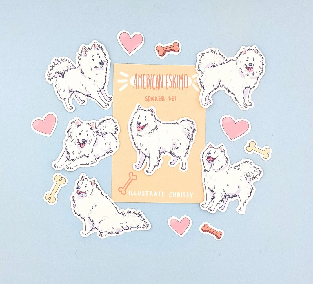 American Eskimo Dog Stickers Cute Dog Sticker Set White - Etsy