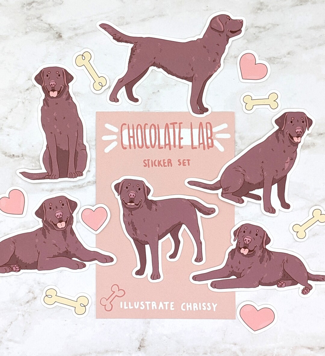Chocolate Lab Stickers - Waterproof Sticker Set - Etsy