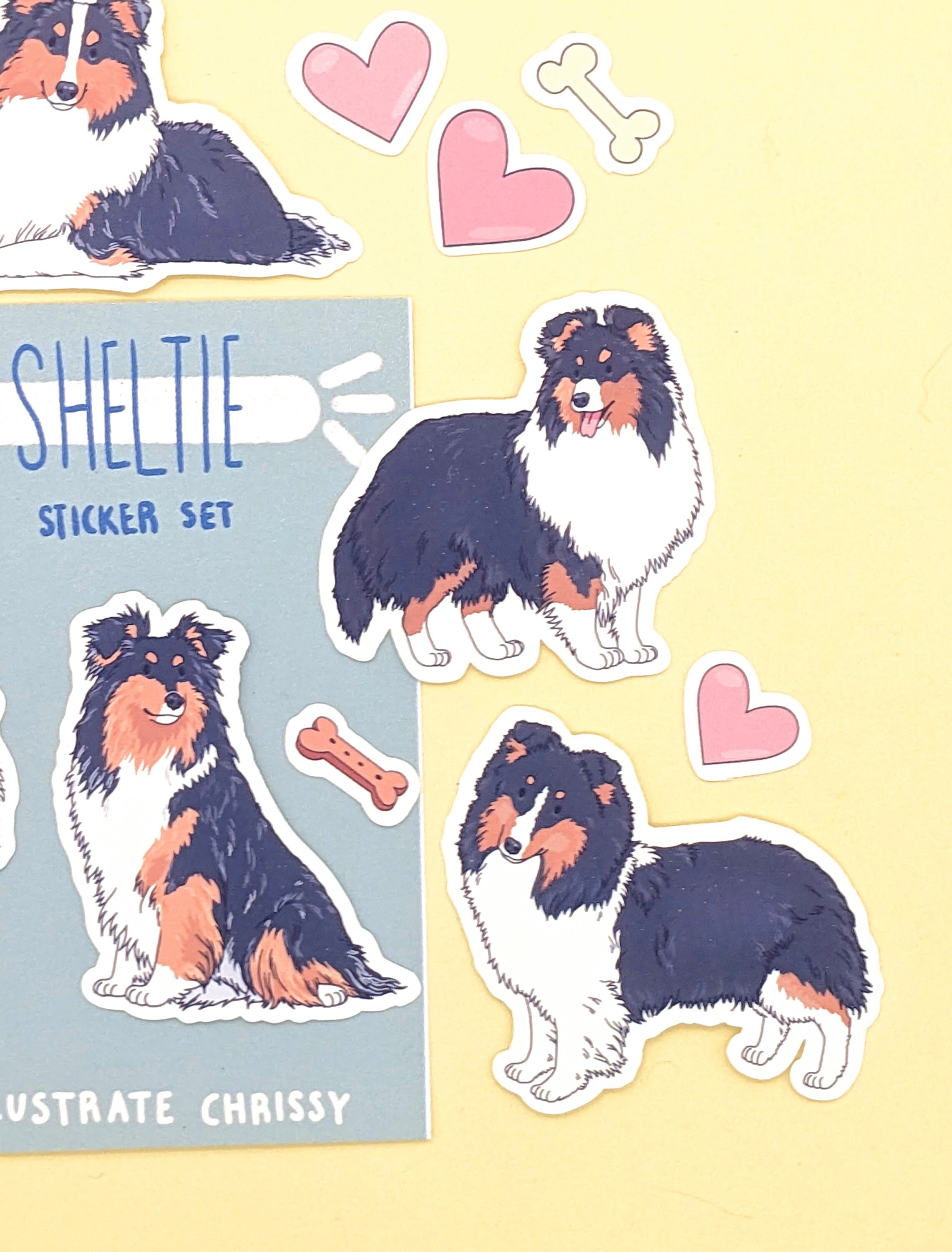 Tricolor Shetland Sheepdog Stickers - Sheltie Sticker Set - Etsy