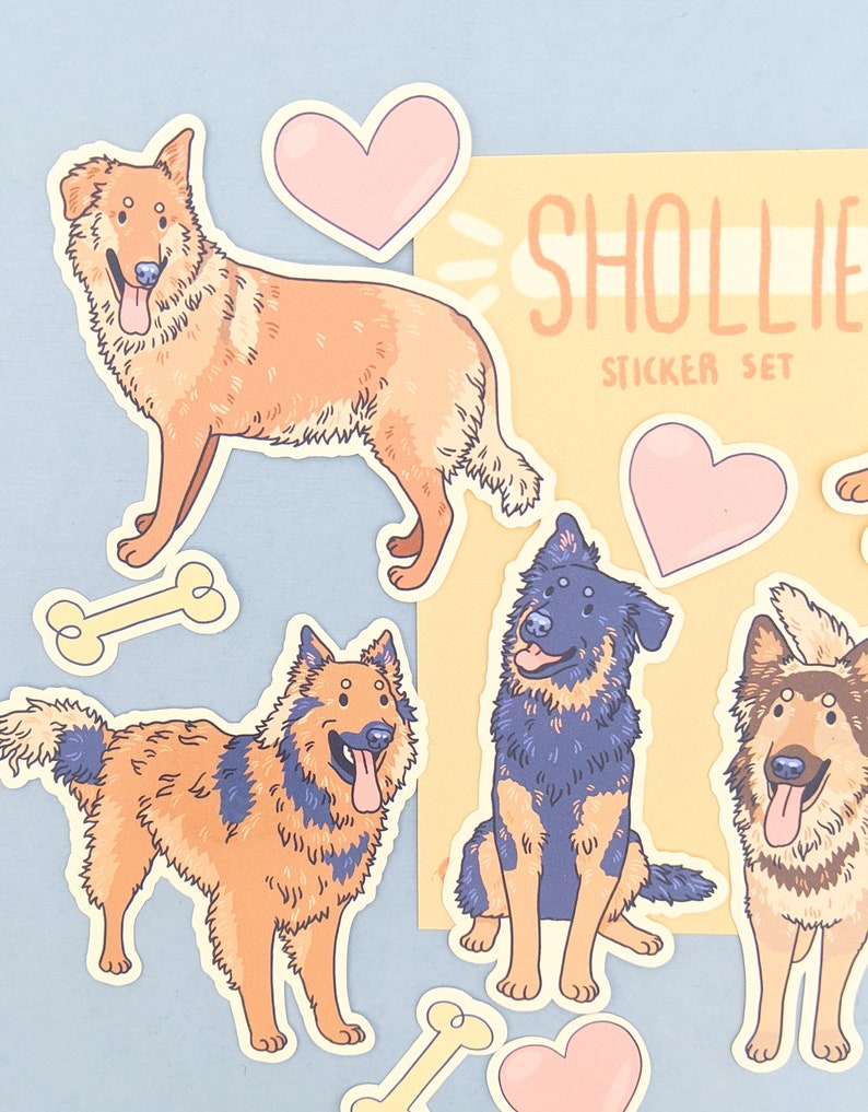 Shollie Sticker Set Cute German Shepherd Mix Dog Stickers - Etsy