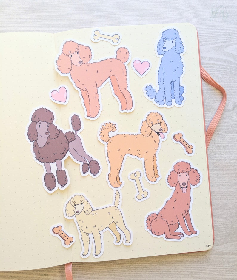 Poodle Stickers Standard Poodle Sticker Set Dog Stickers - Etsy