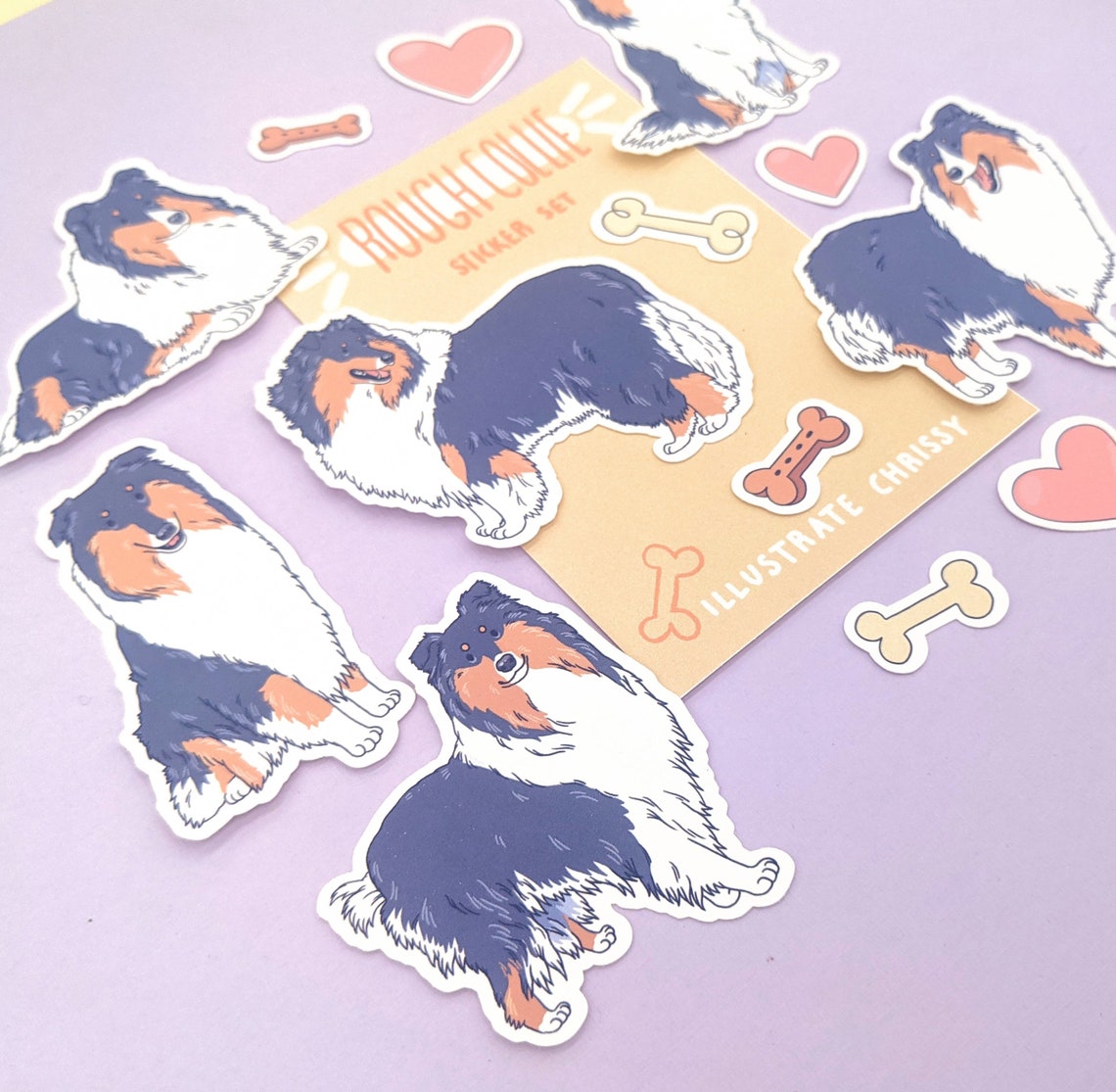 Tricolor Rough Collie Sticker Set Rough Collie Stickers | Etsy