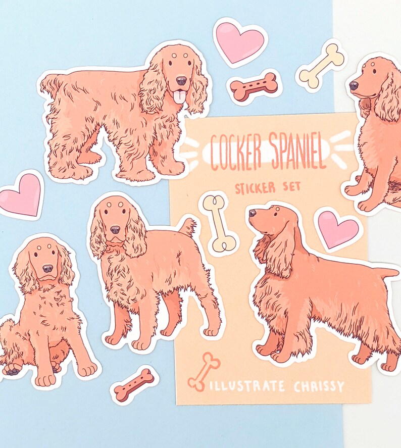 Gold Cocker Spaniel Stickers Cute English Spaniel Stickers - Etsy