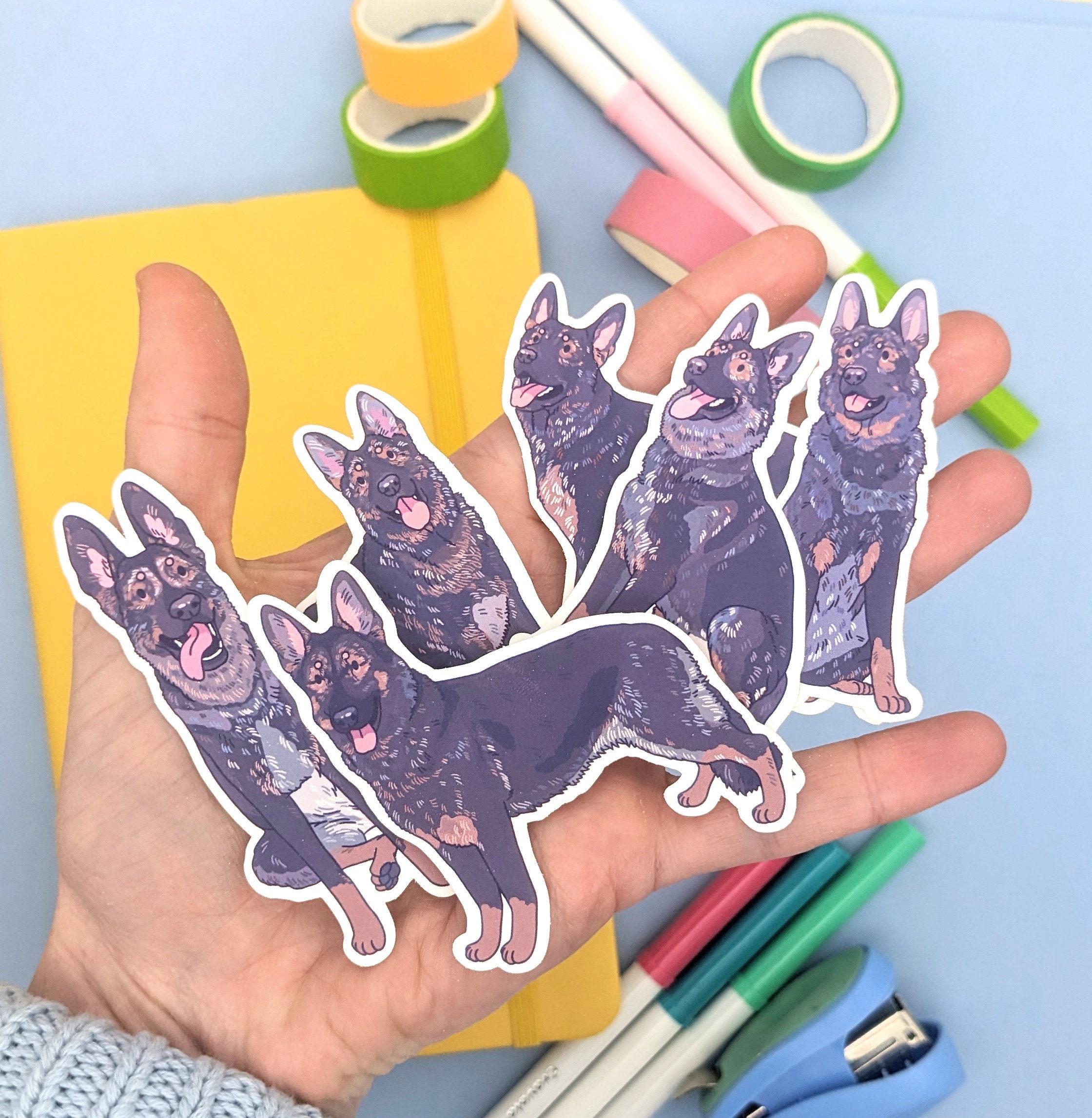 Dark Sable German Shepherd Sticker Set - Dog Stickers - Black and Tan ...