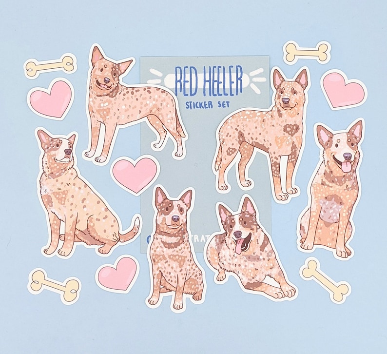 Red Heeler Stickers Red Australian Cattle Dog Stickers | Etsy