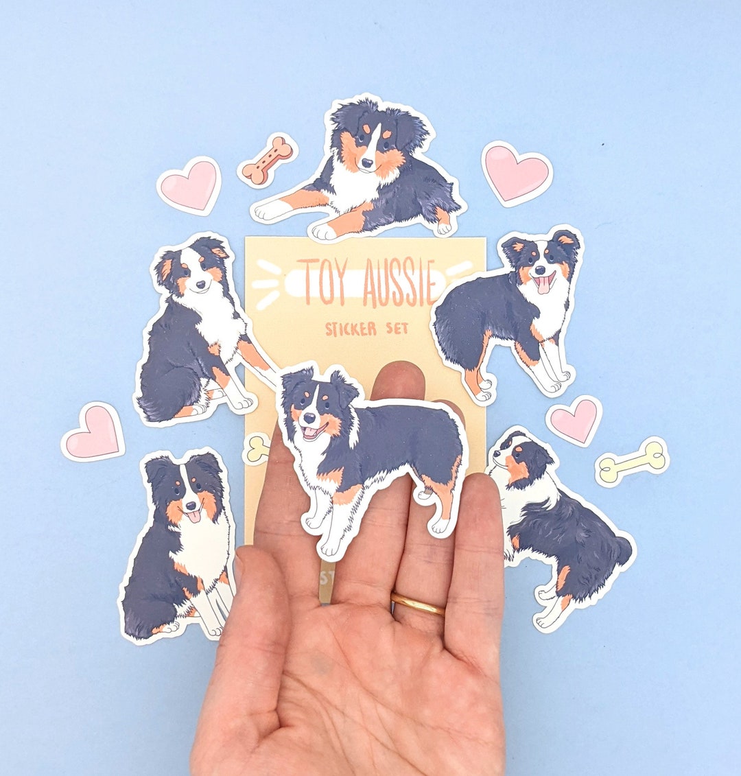Toy Australian Shepherd Stickers - Black Tricolor - Miniature ...
