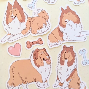 Cute Collie Sticker Set - Rough Collie Stickers - Cartoon Dog Stickers ...