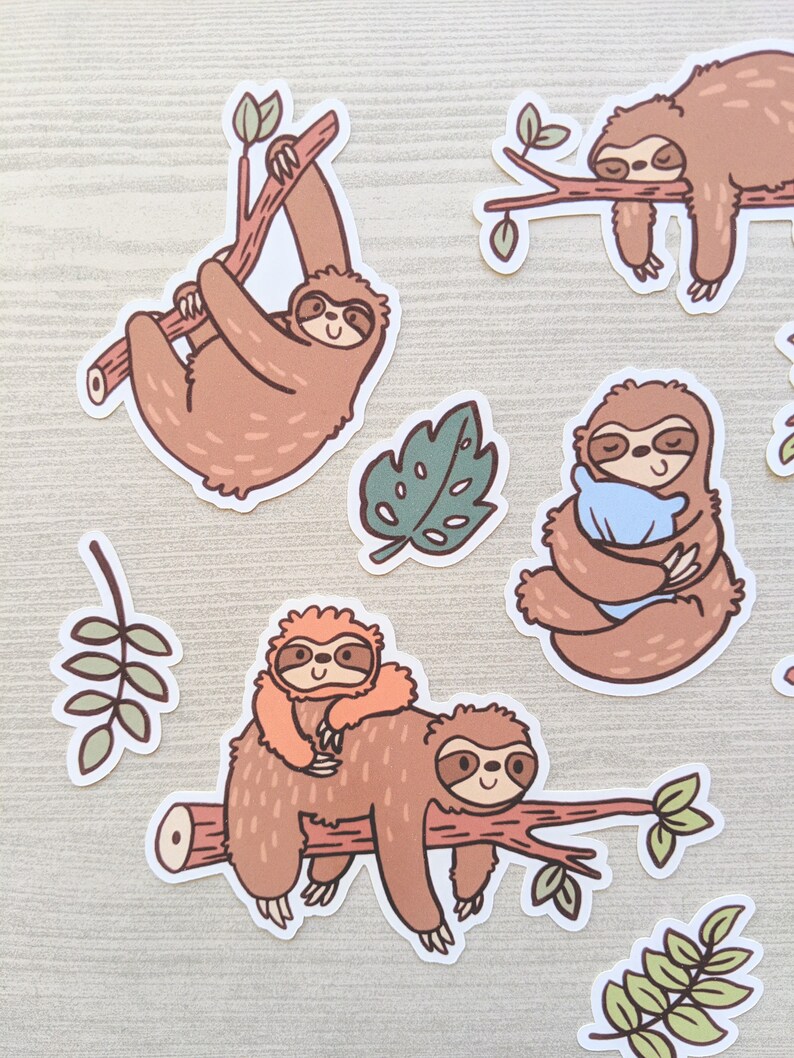 Sloth Stickers Cute Sloth Sticker Set Sticker Pack Cute - Etsy