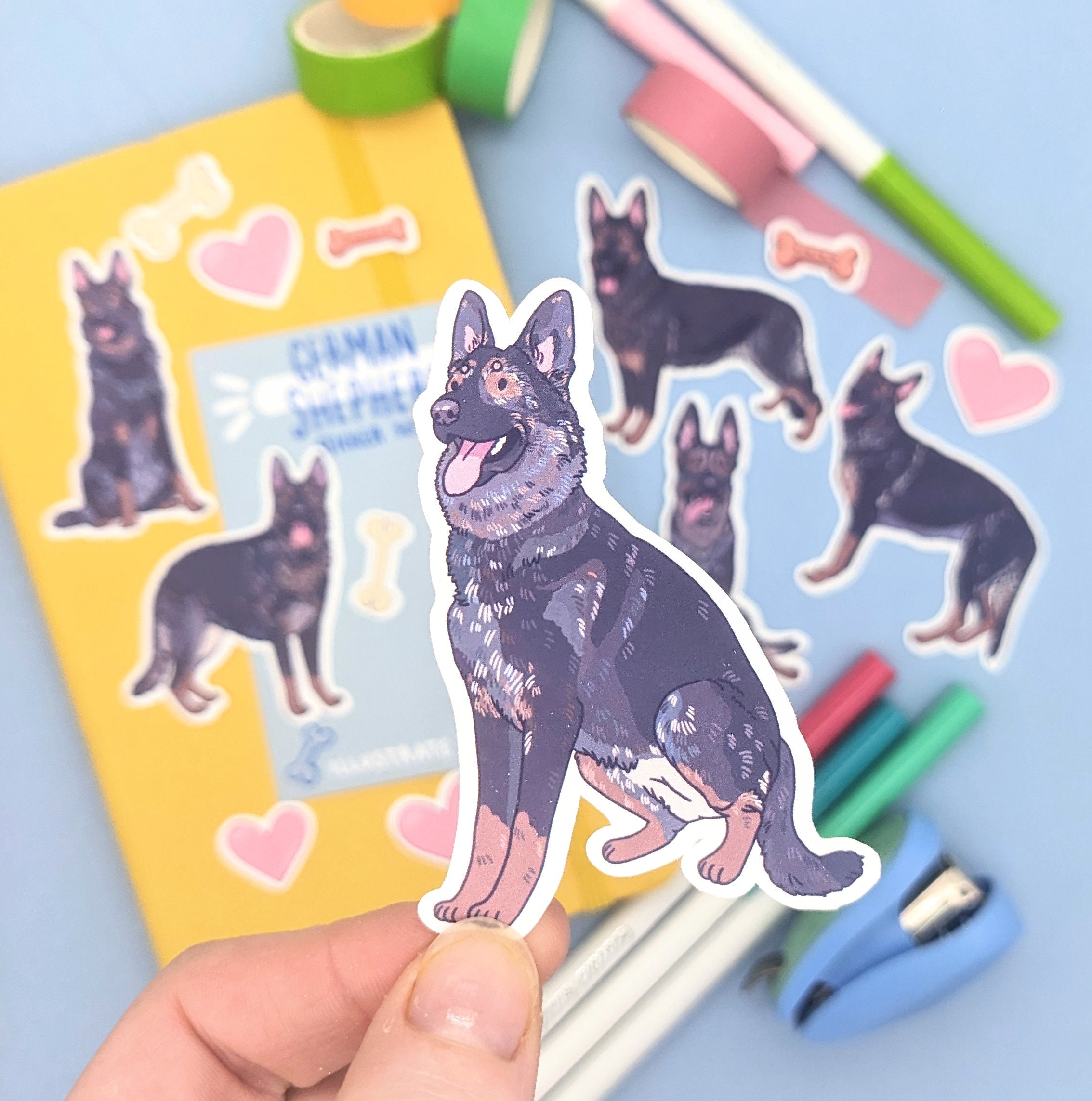 Dark Sable German Shepherd Sticker Set - Dog Stickers - Black and Tan ...