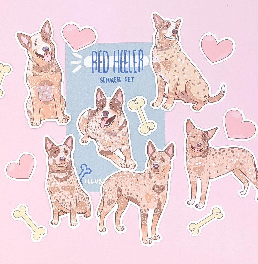 Red Heeler Stickers - Red Australian Cattle Dog Stickers - Cute Dog ...