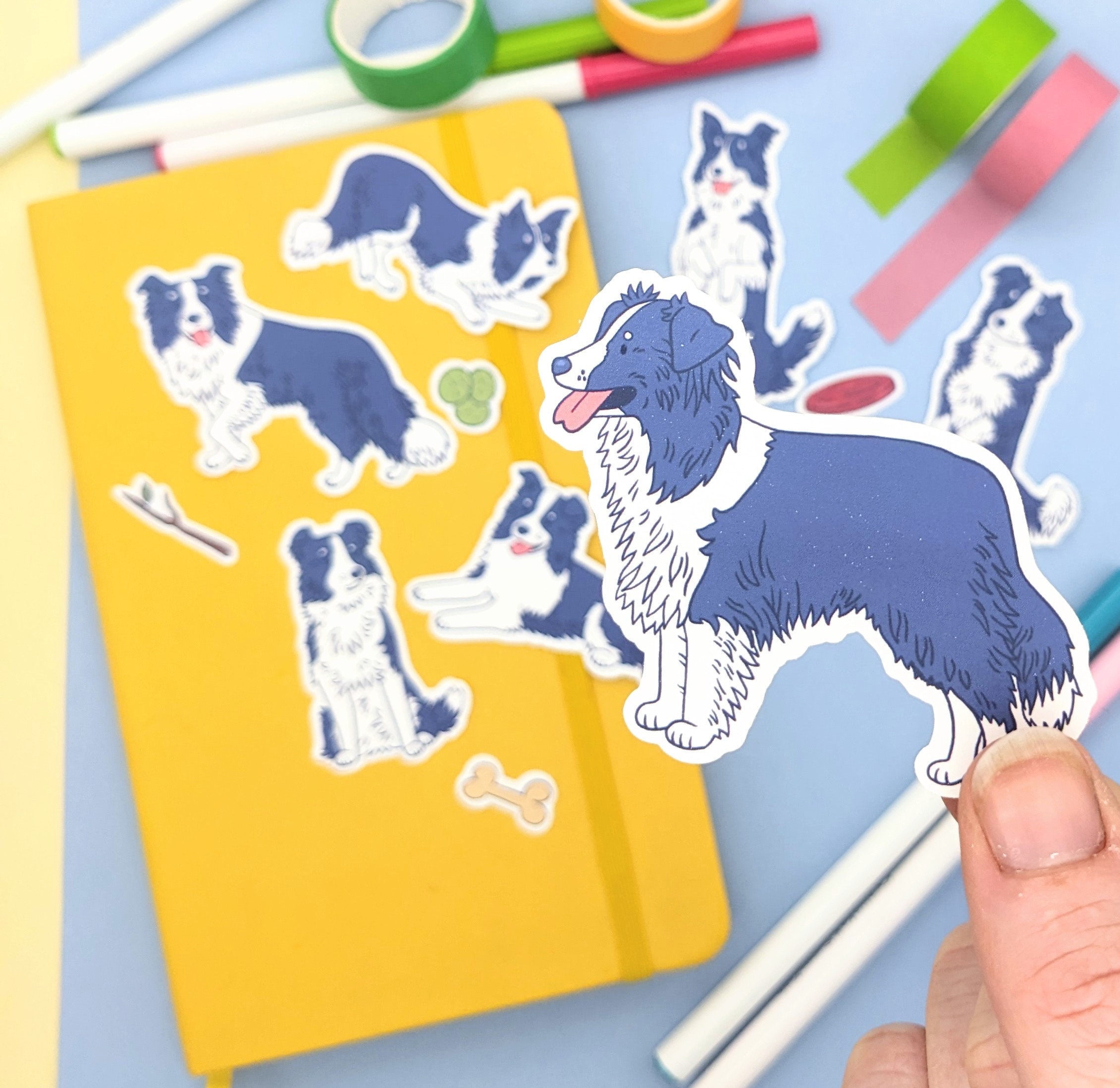 Cute Cartoon Border Collie Sticker Set - Etsy