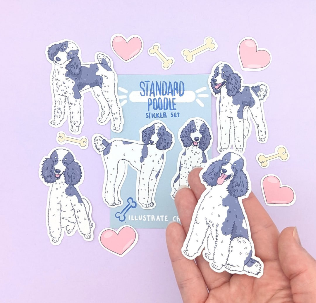Standard Gray and White Parti Poodle Stickers - Etsy