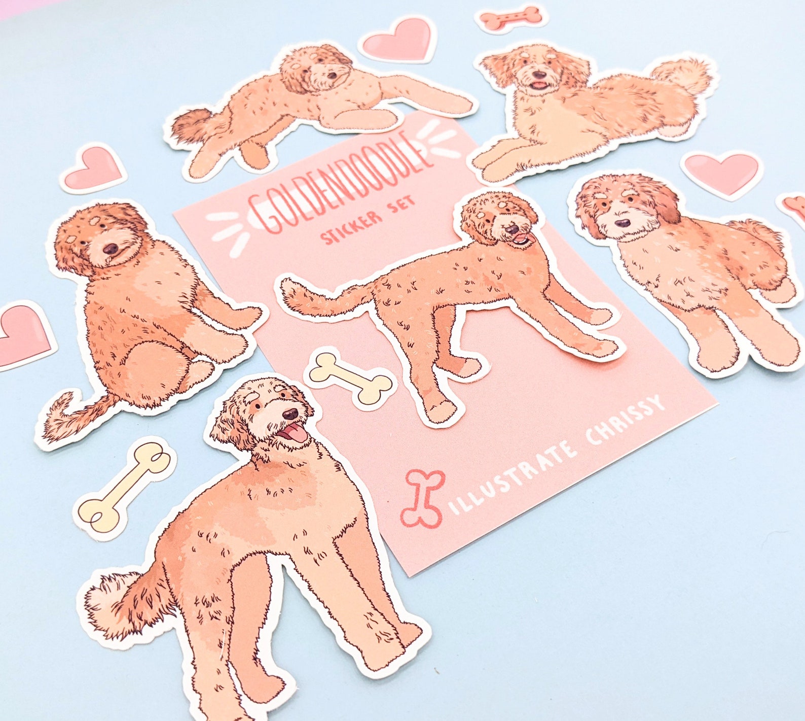 Apricot Goldendoodle Stickers - Dog Sticker Set - Golden Retriever X ...