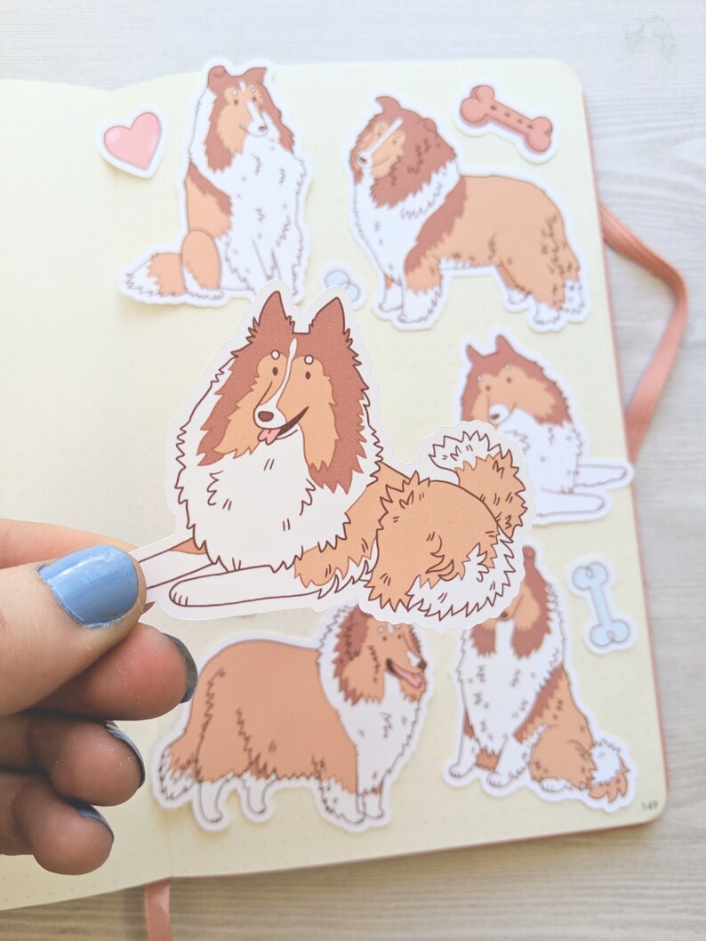Cute Collie Sticker Set Rough Collie Stickers Cartoon Dog - Etsy