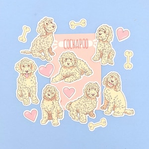 Cream Cockapoo Stickers - Cute Dog Stickers - Cocker Spaniel - Poodle ...