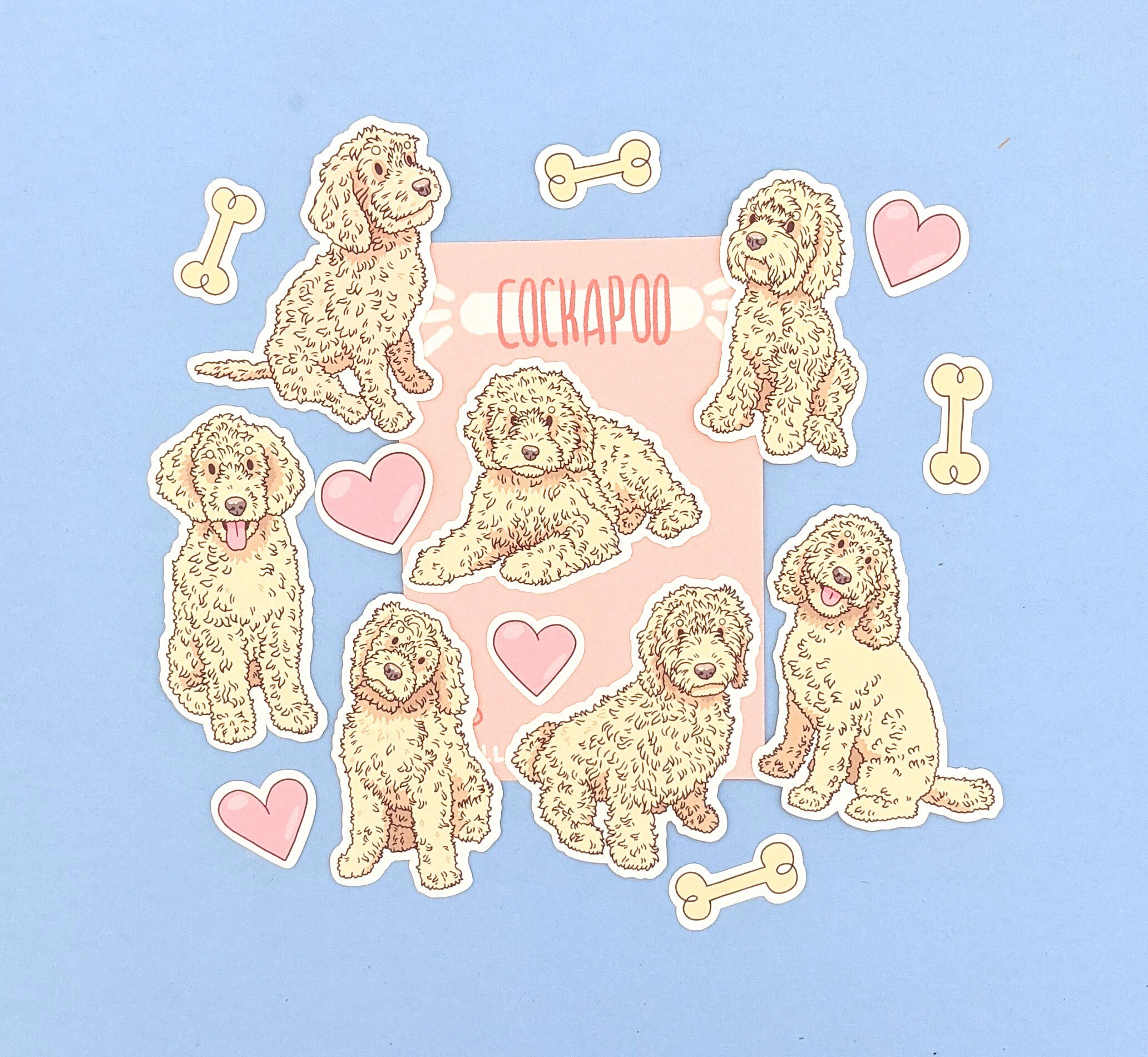 Cream Cockapoo Stickers - Cute Dog Stickers - Cocker Spaniel - Poodle ...