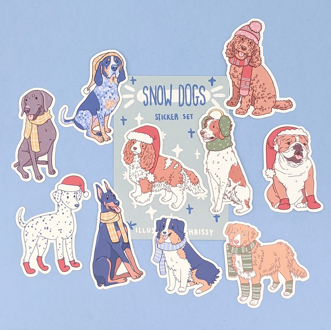 Snow Dogs Sticker Set - Winter Dog Stickers - Cute Stickers - Etsy