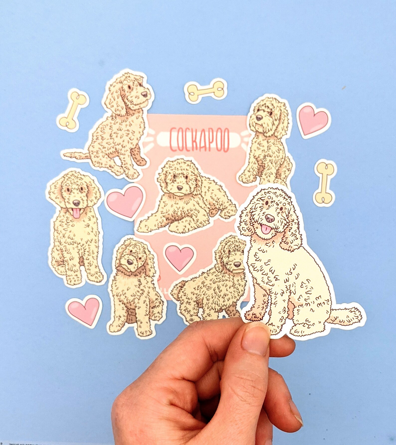 Cream Cockapoo Stickers - Cute Dog Stickers - Cocker Spaniel - Poodle ...