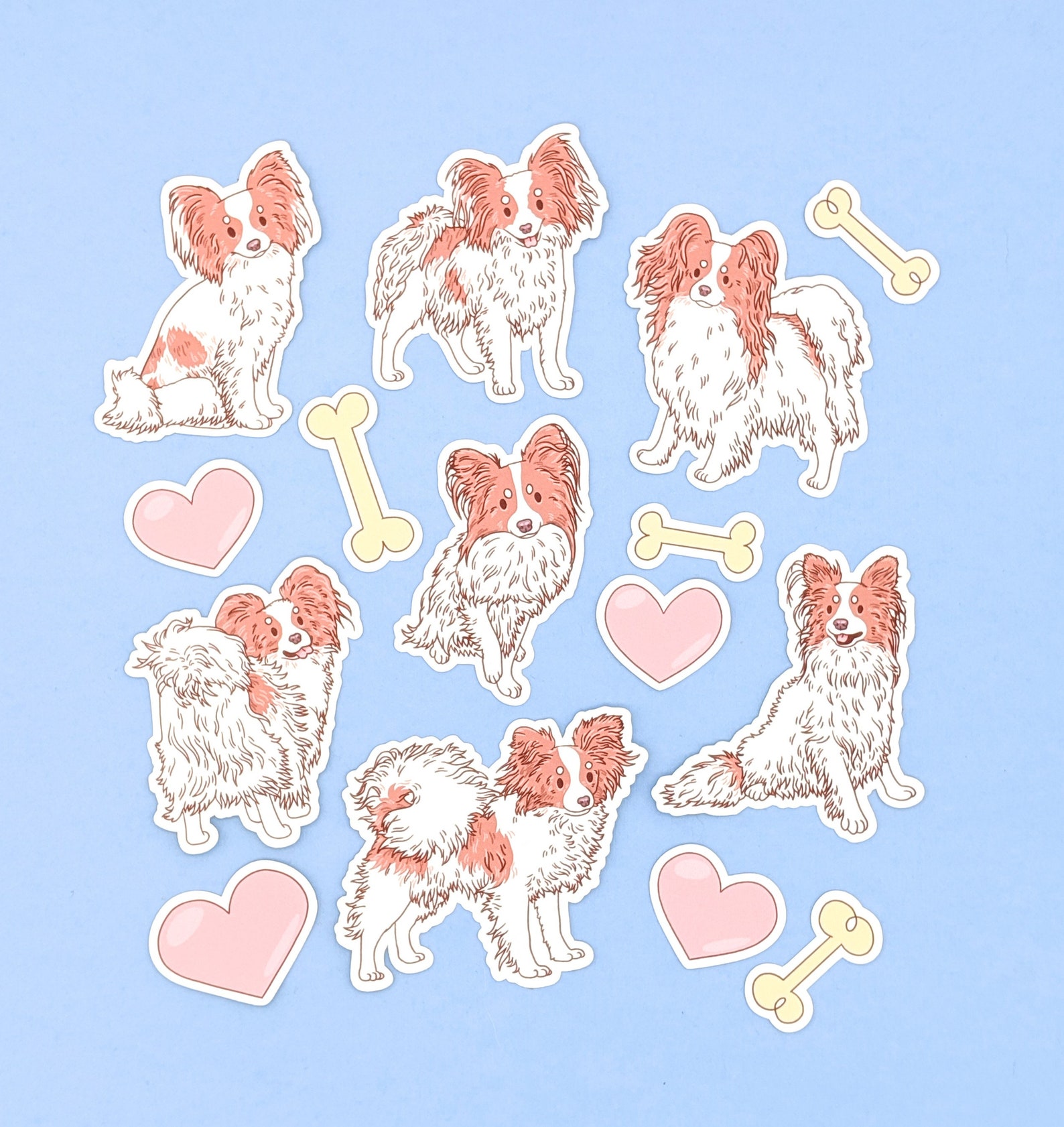 Cute Papillon Stickers Cute Dog Stickers Sticker Set | Etsy