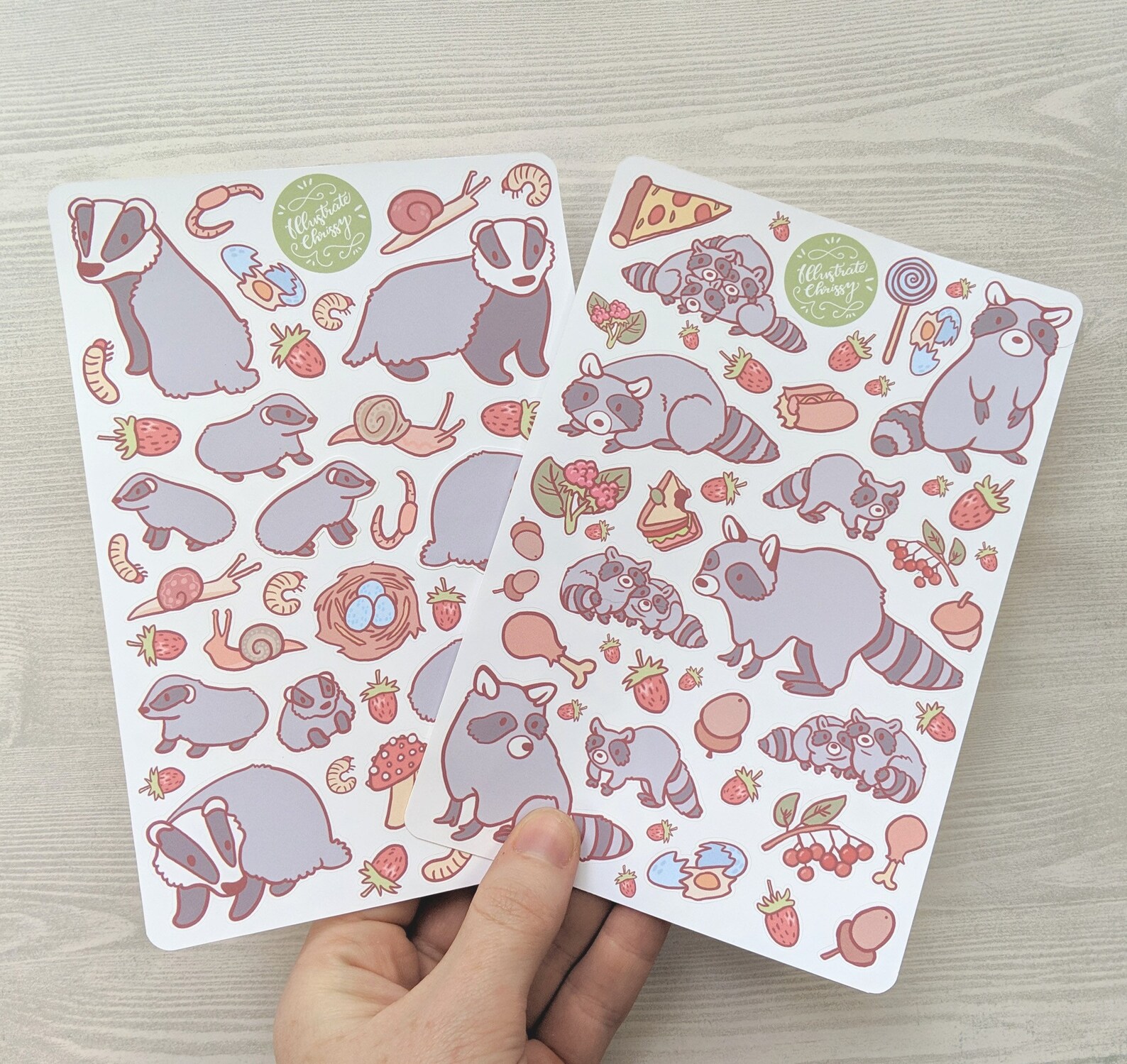 Raccoon and Badger Sticker Sheets Cute Animal Sticker Sheet | Etsy
