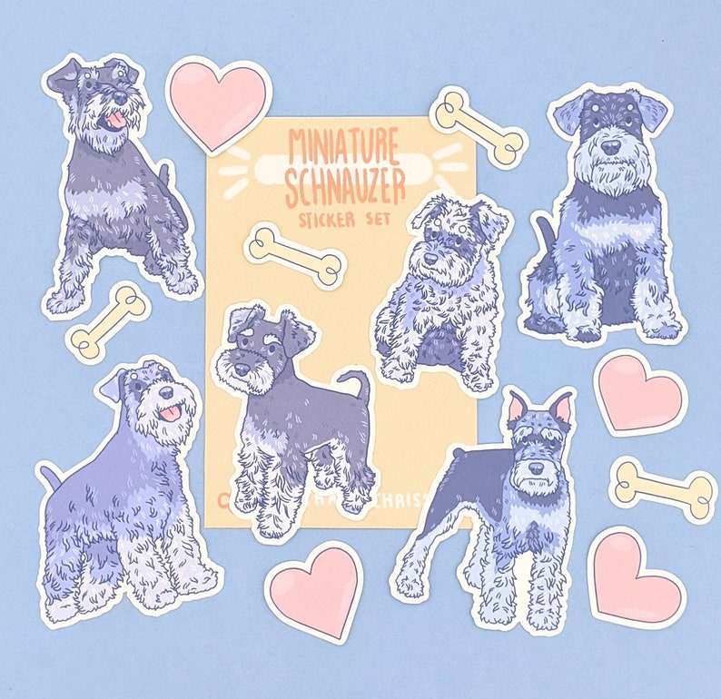 Miniature Schnauzer Stickers Cute Dog Stickers Cartoon - Etsy