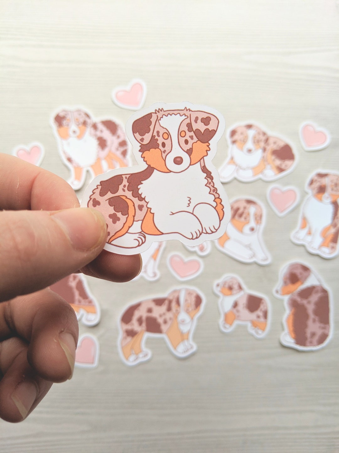 Cute Stickers - Puppy Stickers - Aussie Puppy Sticker Set - Red Merle ...