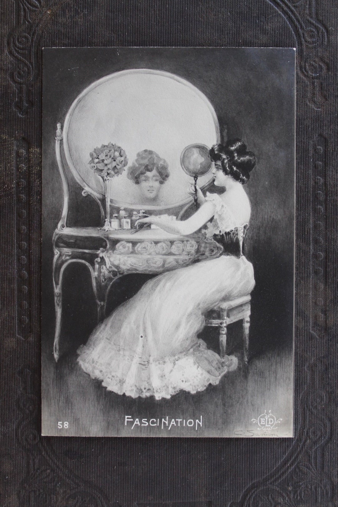 Antique Skull Postcard Optical Illusion Postcard All is Vanity Gothic ...