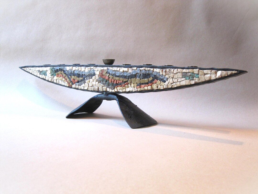 Vintage David Palombo 1950s Atomic Menorah Candle Holder Candlestick ...