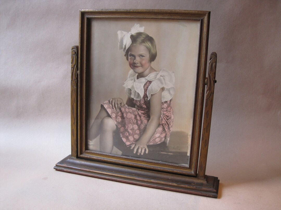 Antique Tilt Frame Swivel Table Top Picture Frame Framed Print Portrait ...