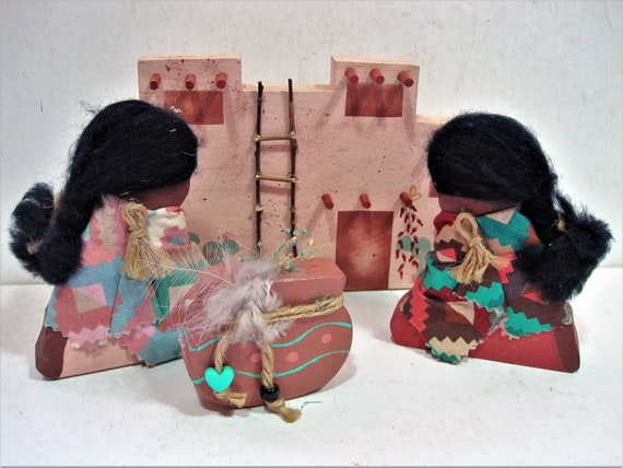 Vintage Native American Wall Art Pueblo Indian Carved Painted | Etsy