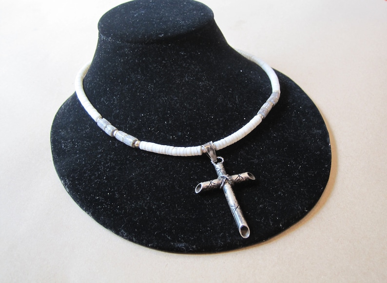 Vintage Taxco Sterling Silver Cross Puka Shell Choker - 16" - Etsy