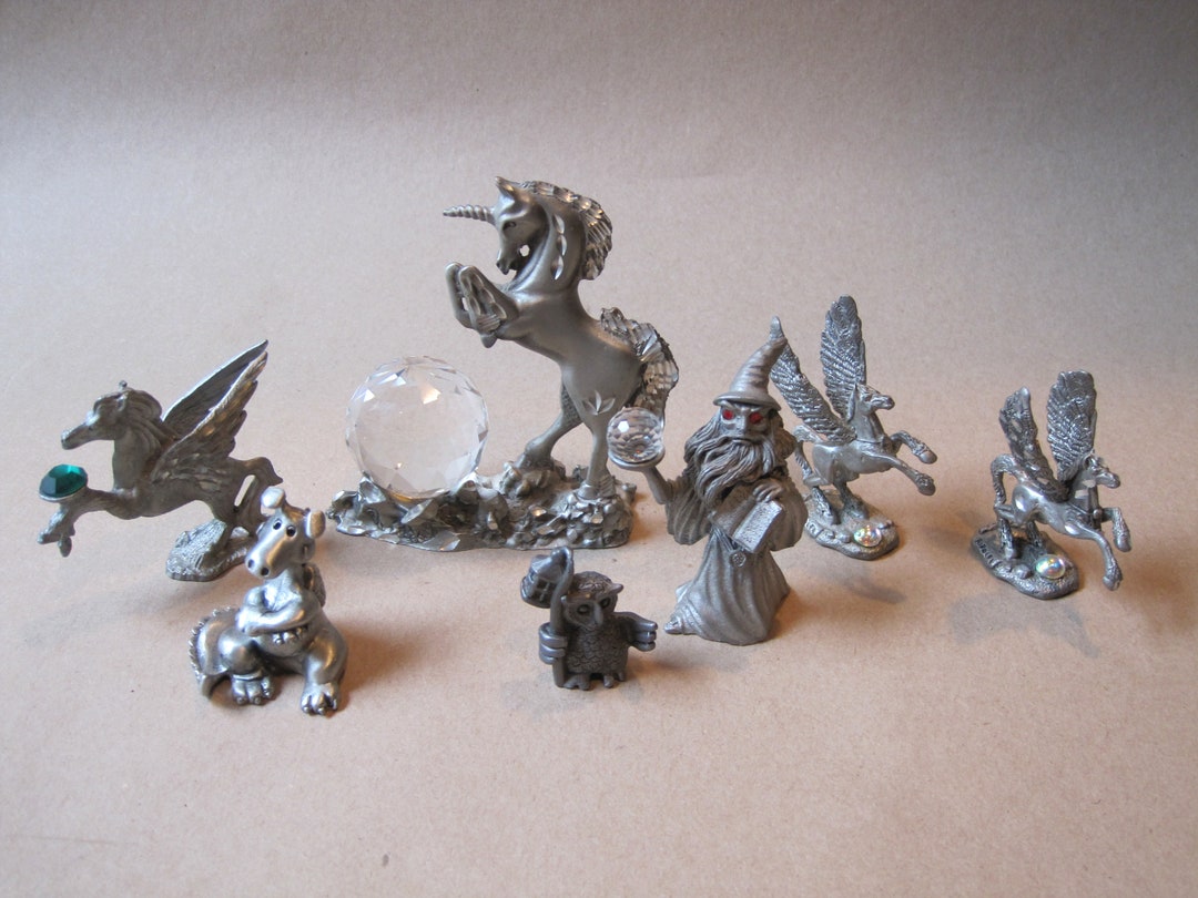 Vintage Pewter Mystical Fantasy Lot of 7 Figurines Art Object Metal ...
