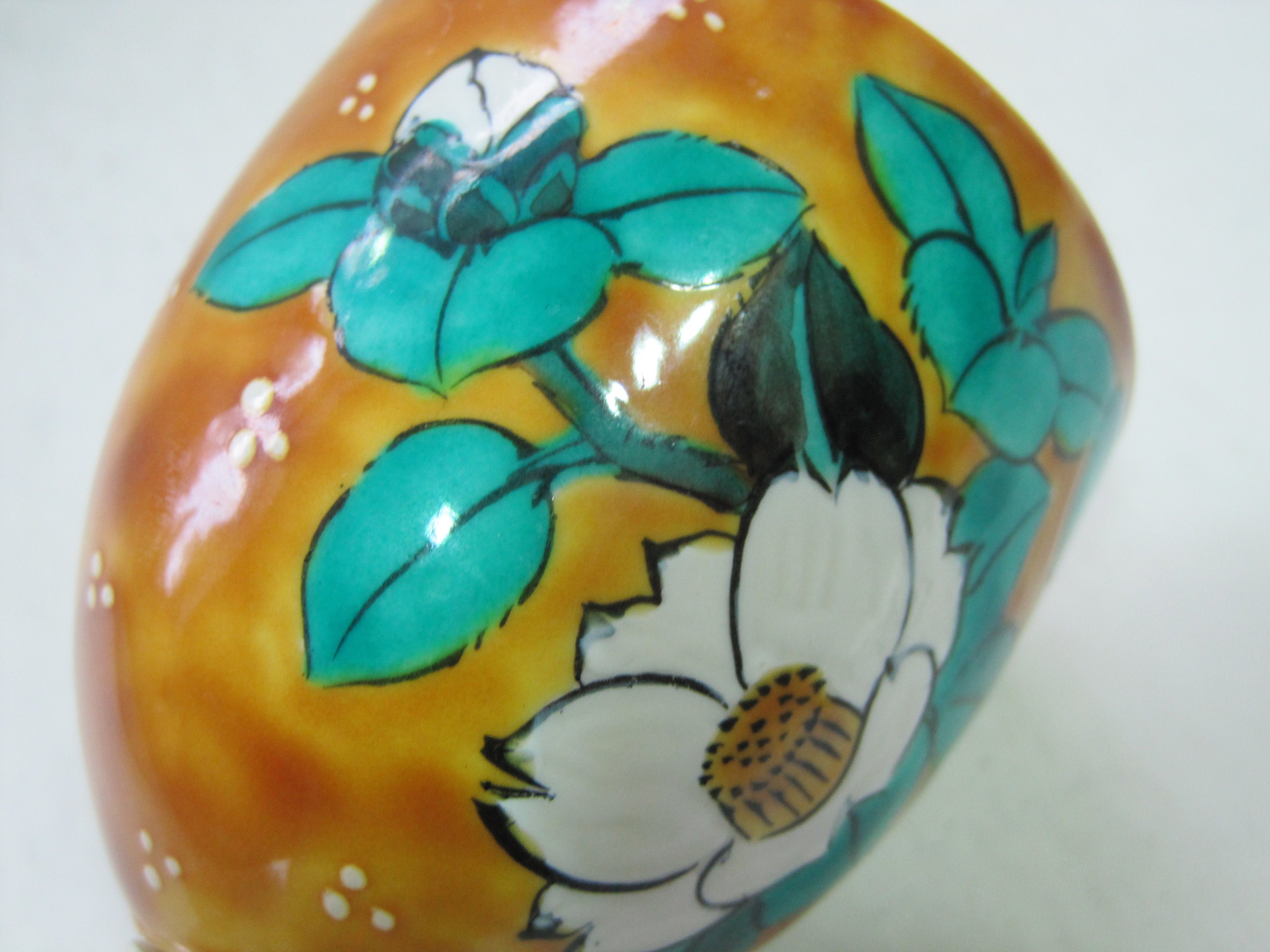 Vintage Porcelain Kutani Yaki Wine Glass Cup Metal Stem - Etsy