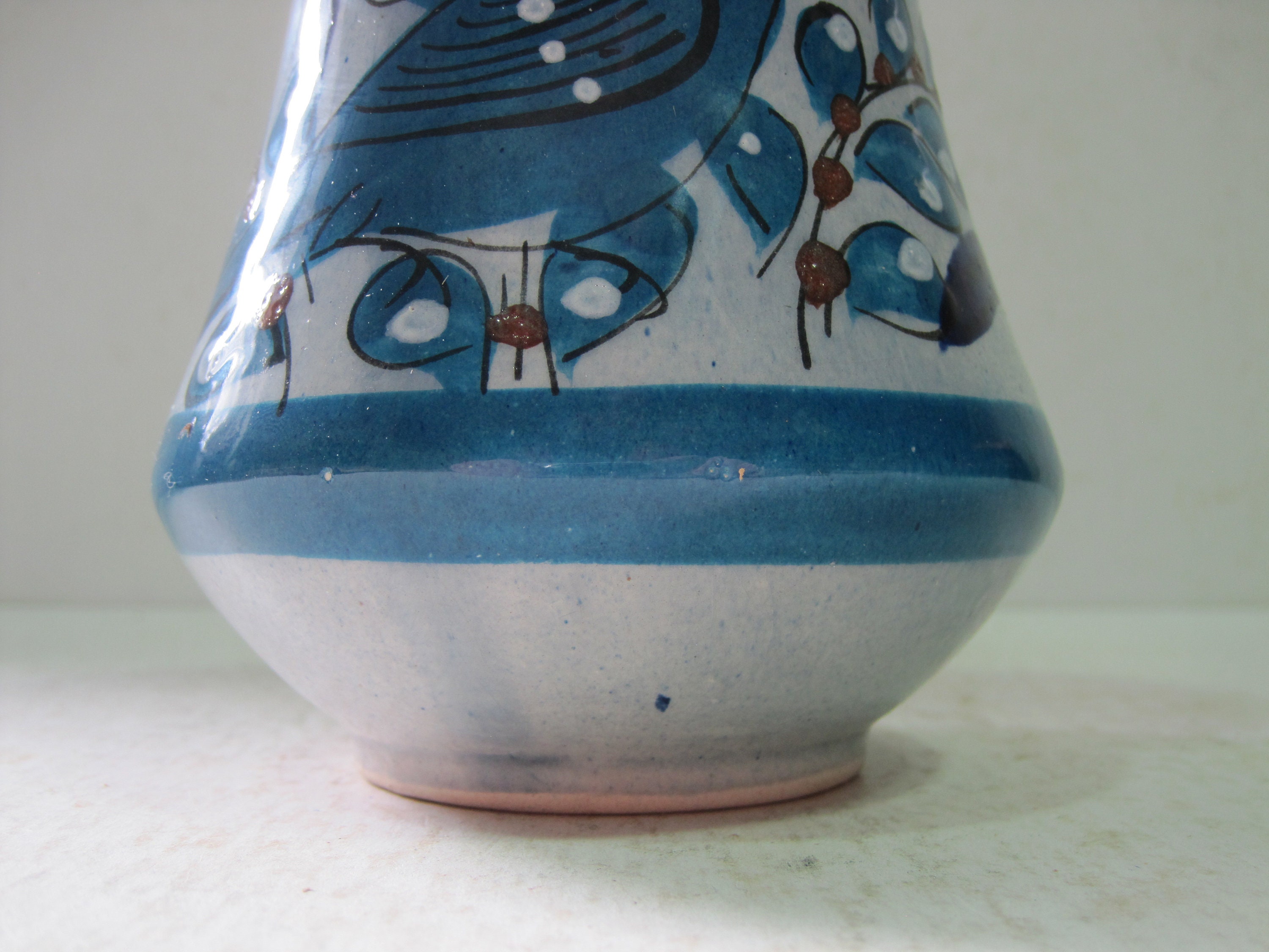 Tonala Hand Painted Bluebird Pottery Vase Mexico Jalisco | Etsy