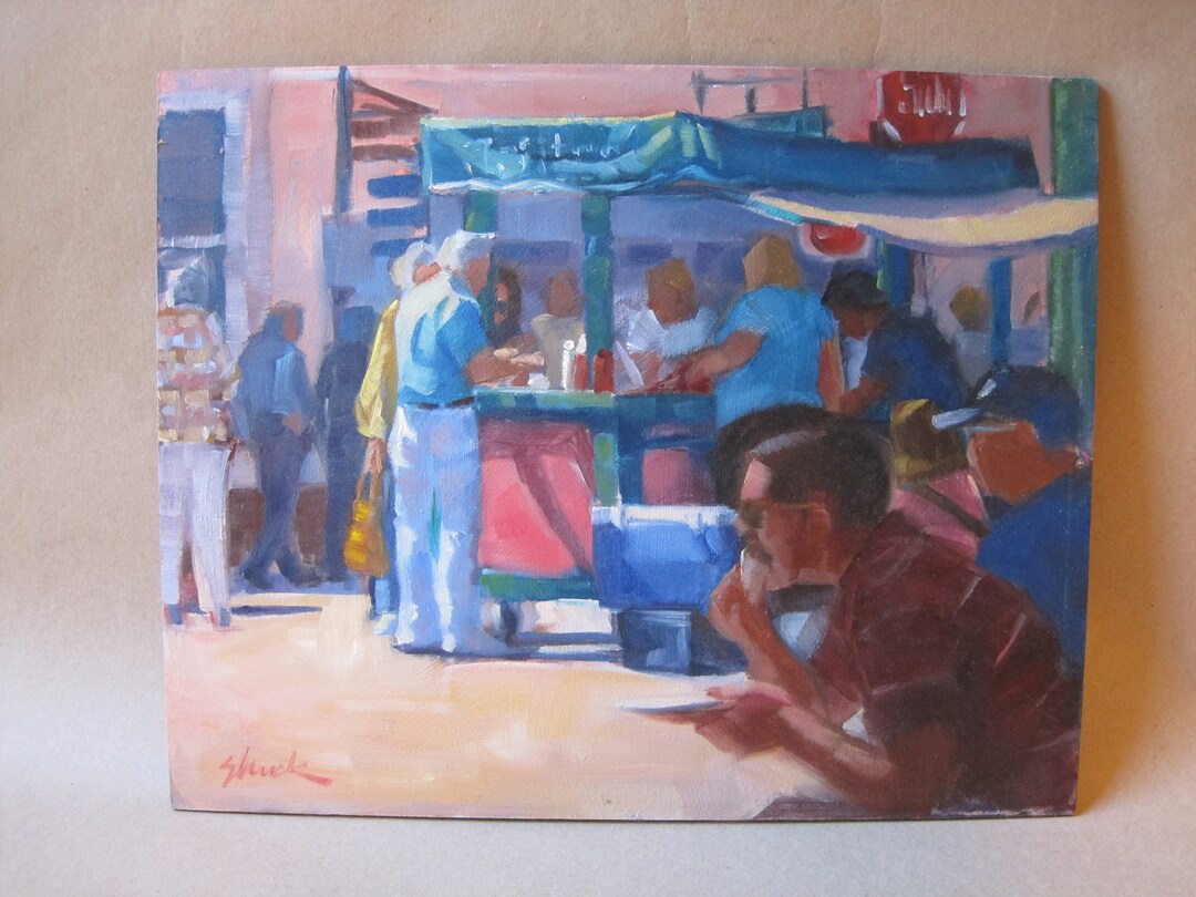 Original Vintage Colorful Oil Painting Fun Modern Illustrative Fajita ...