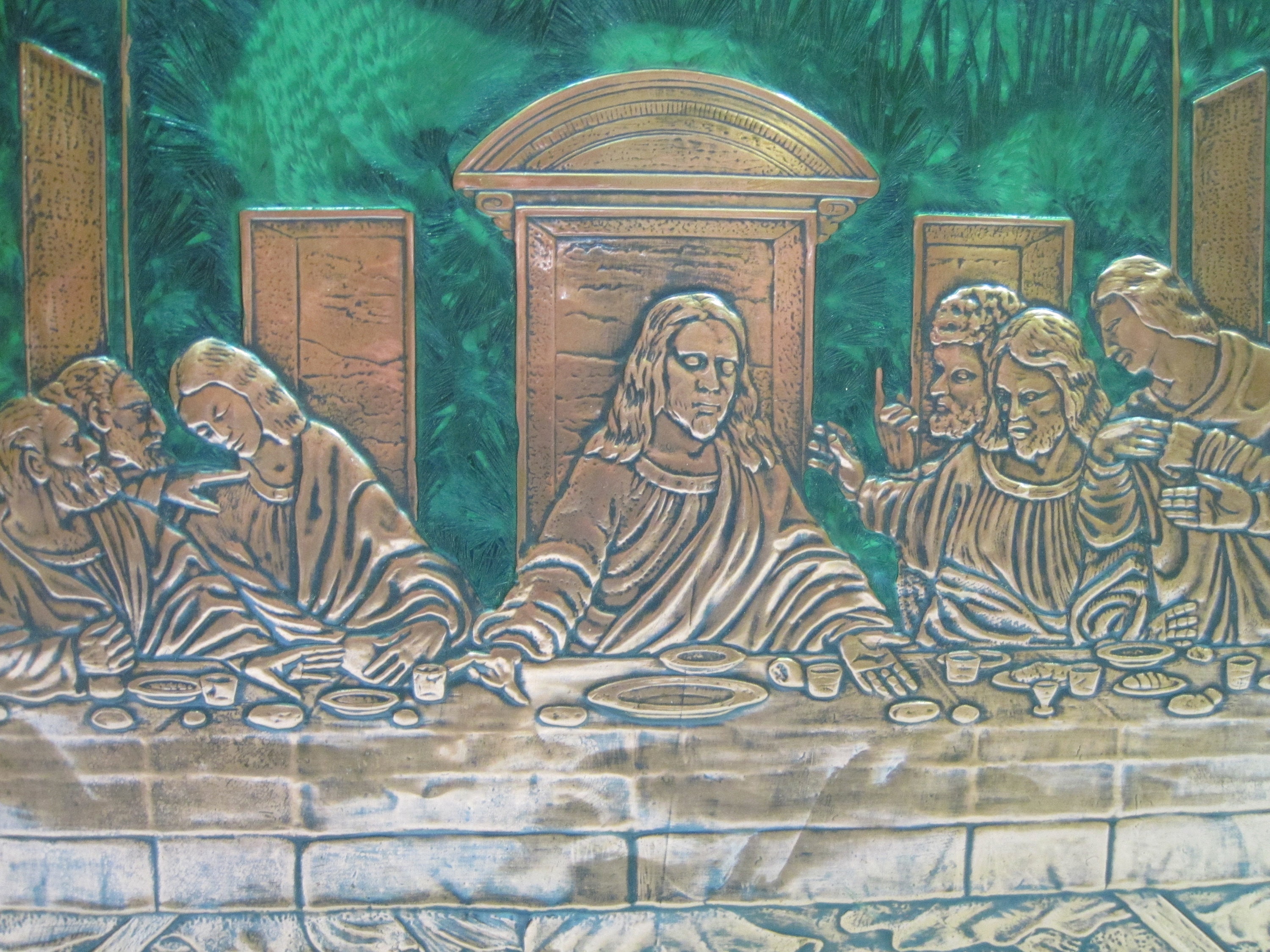 Antique Last Supper Pressed Copper 21x13 Framed Metal Art Etsy