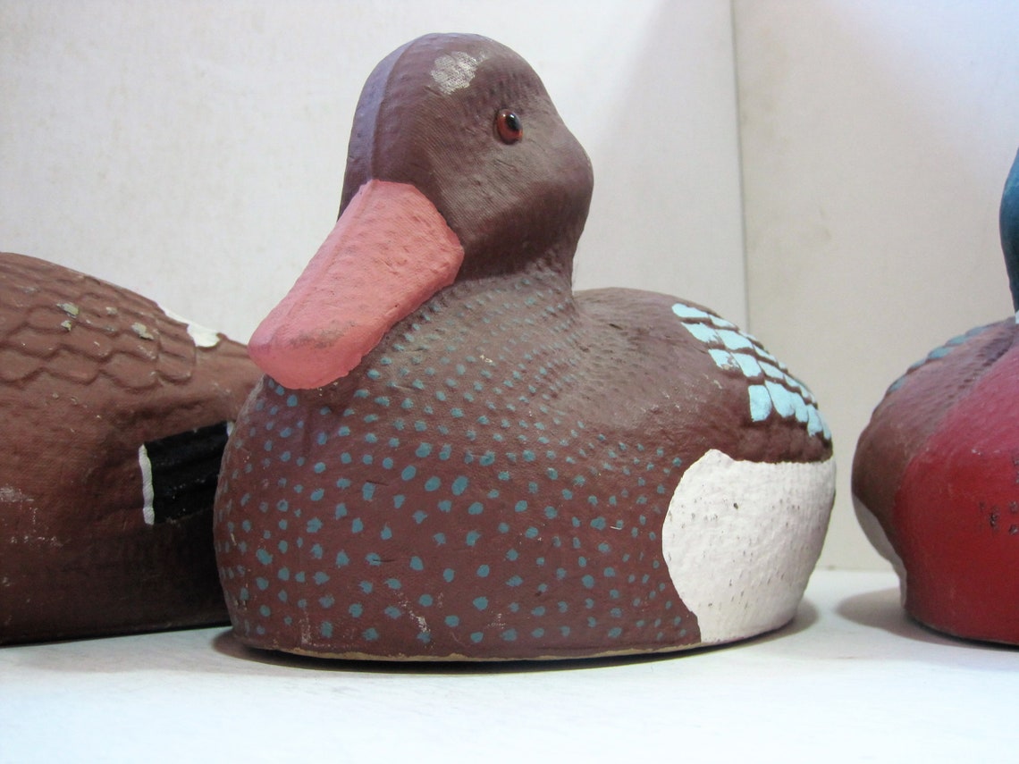 3 Paper Mache 1930s Duck Decoys Hand Painted Hunting Lodge | Etsy