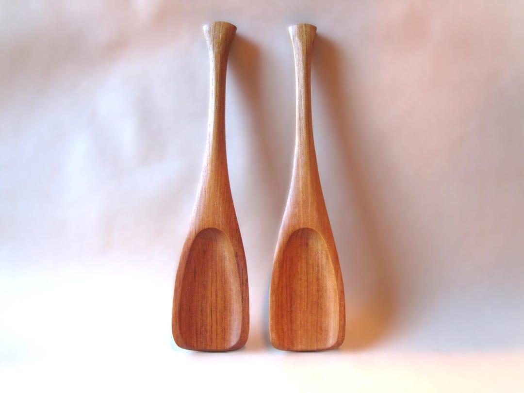 Vintage Dansk Style Danish Modern Teak Wood Salad Server Set Scoop Pair ...