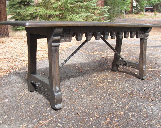 Vintage Shaw Furniture Carved Wood Bench Seat Stand Spanish Colonial ...