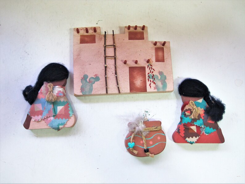 Vintage Native American Wall Art Pueblo Indian Carved Painted | Etsy