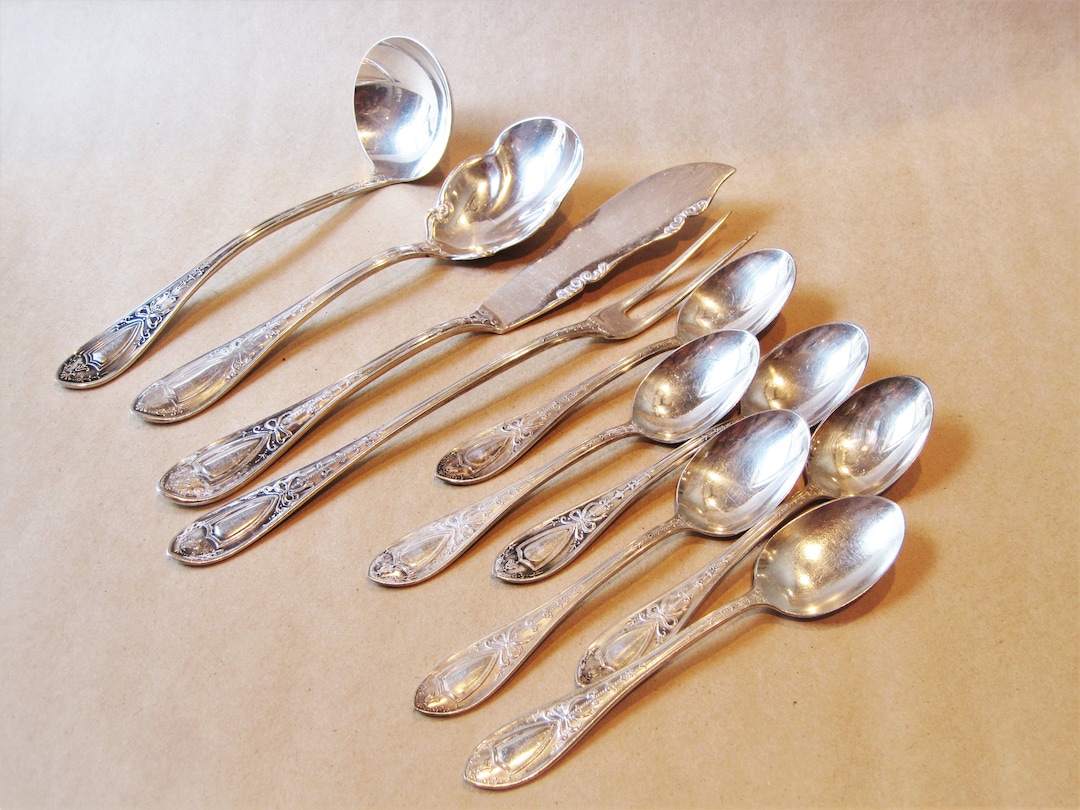 Vintage H Sears & Son Silverplate Flatware Set: Art Deco Serving Pieces ...