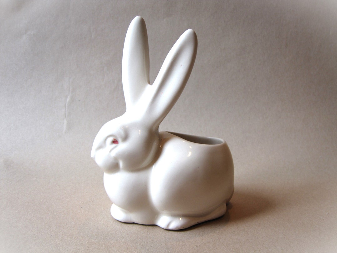 Vintage Ceramic Rabbit Planter Mid Century Modern Pottery Vase Flower ...