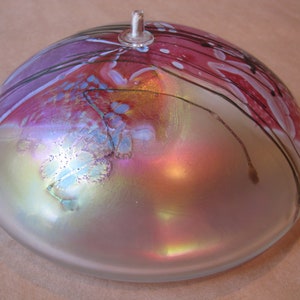 Vintage Iridescent Art Glass Oil Lamp, Glasshouse Studio, Signed Eric ...
