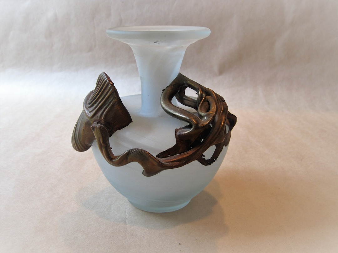 Vintage Romanian Art Glass 5.5" Vase Artist Signed Filip Ravert Clear ...