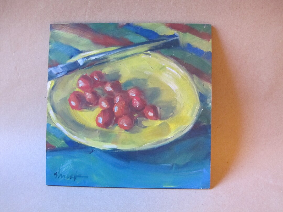 Original Small Vintage Colorful Oil Painting Fun Modern Illustrative ...