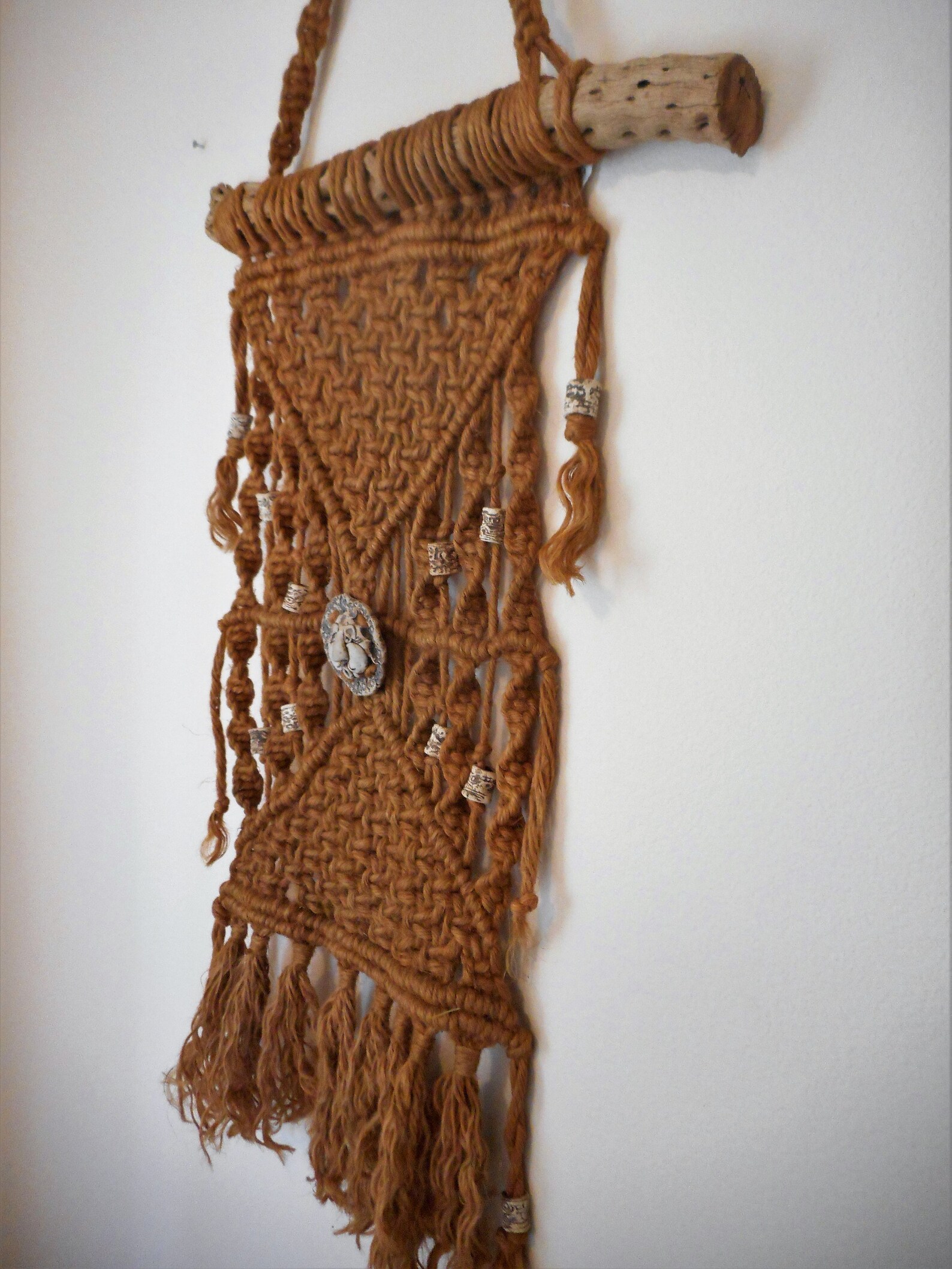 Vintage Jute Macrame Large Beaded Textile Wall Hanging Boho - Etsy
