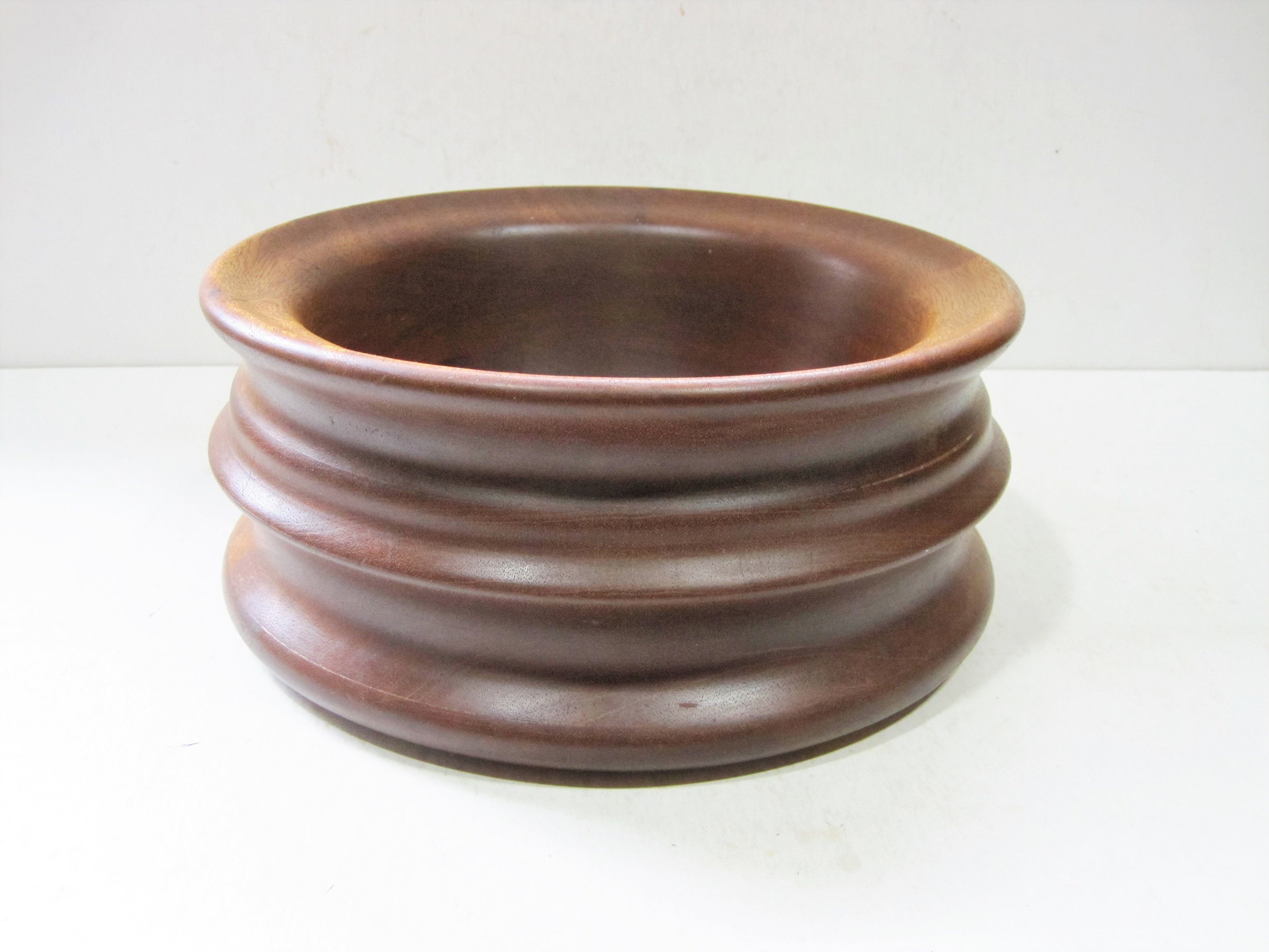 Vintage Danish Modern Solid Wood Round Ribbed Wood Salad Bowl | Etsy