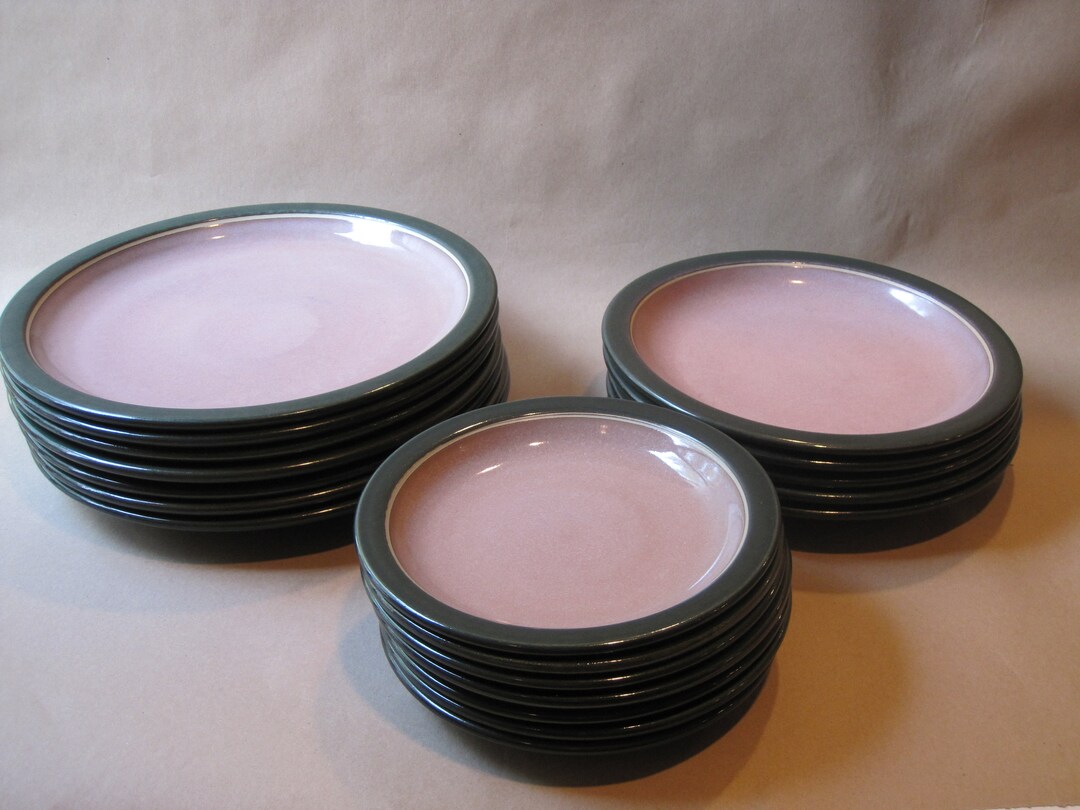 Vintage Edith Heath Pottery Rose Peacock Rim Dinnerware Dinner Salad ...